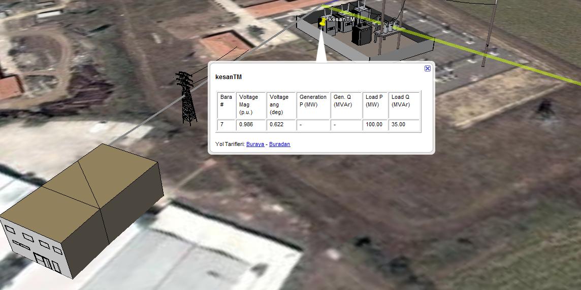 Güç sistemlerinin Google Earth ile görselleştirilmesi